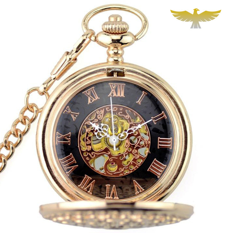 Montre à gousset mécanique transparente noir