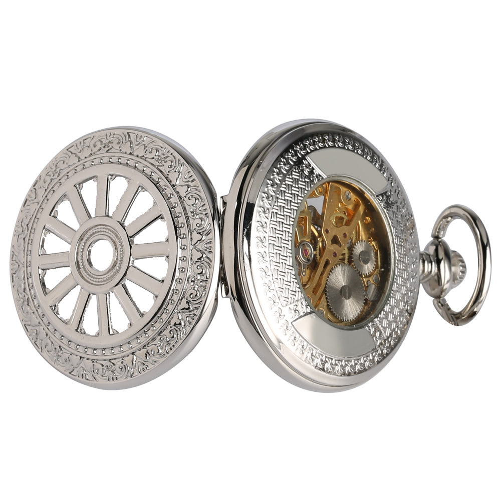 Montre à gousset mécanique Silver Hollow Skeleton