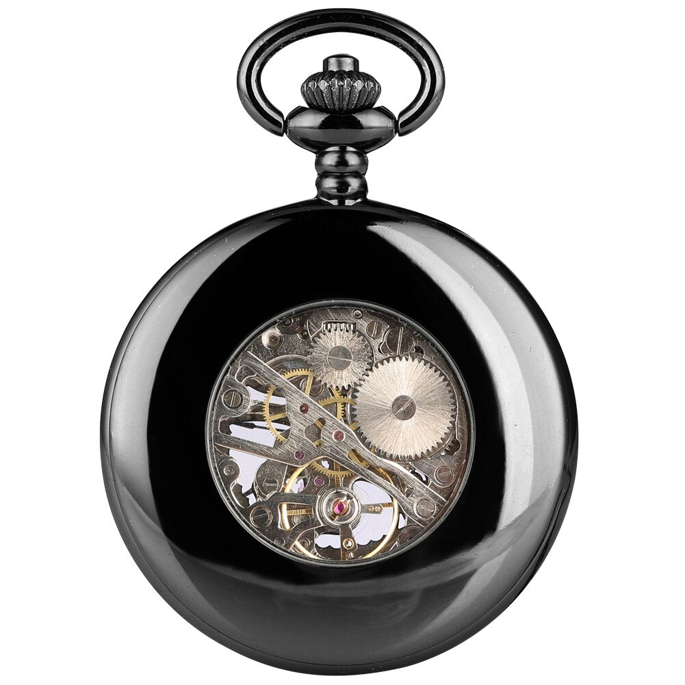 Montre à Gousset Mécanique Demi-Chasseur Noir – Cadran Ajouré ...