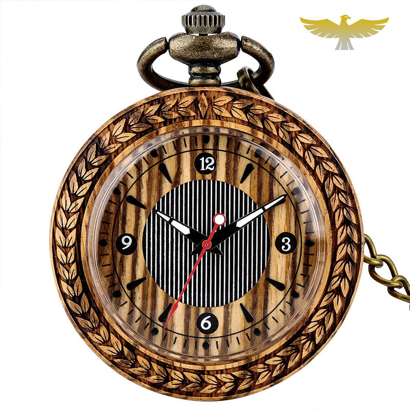 Montre à Gousset Bois Quartz Open Face Moderne | Garantie 2 ans