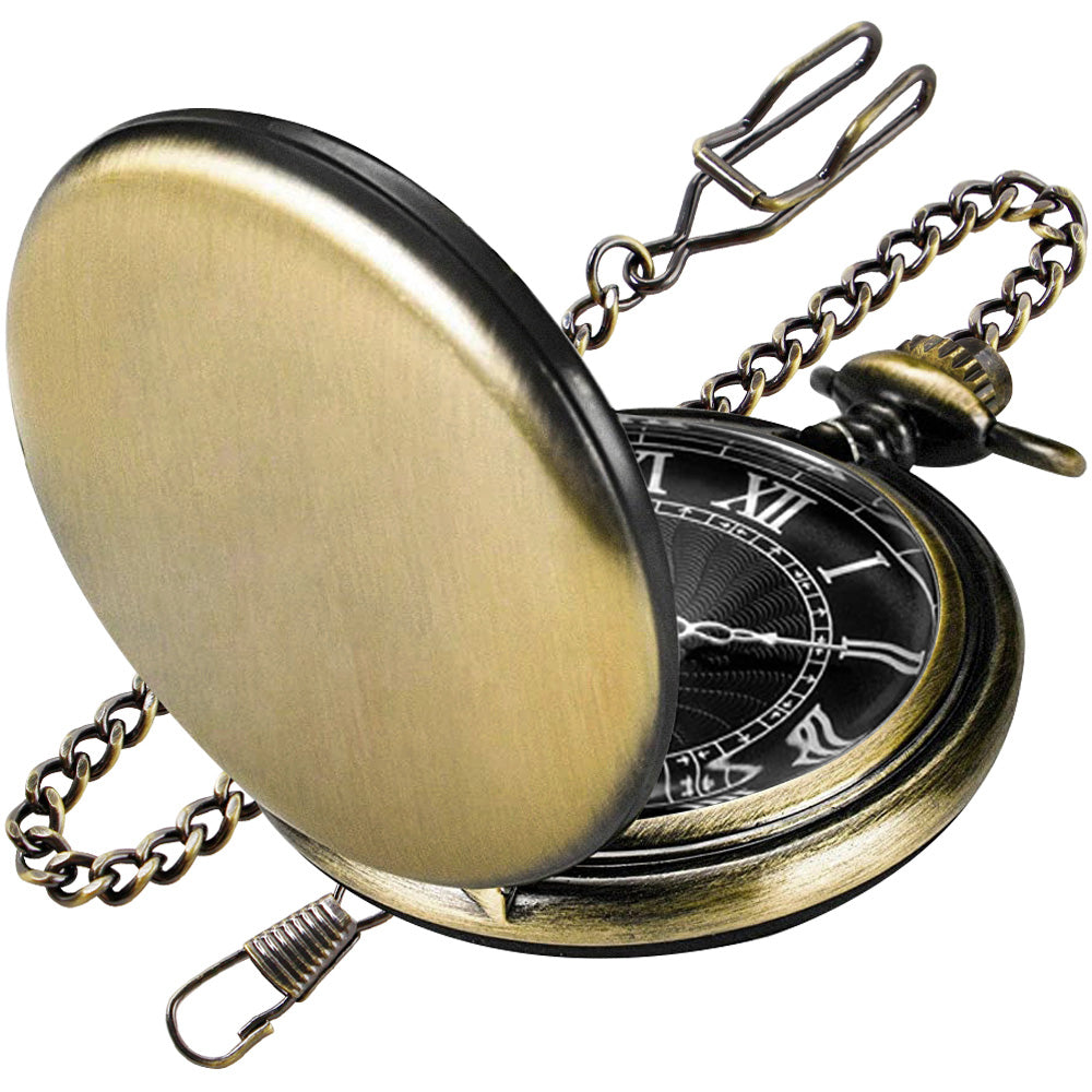 Montre à Gousset Quartz Bronze Boîtier Chasseur Rétro | Garantie 2 ans