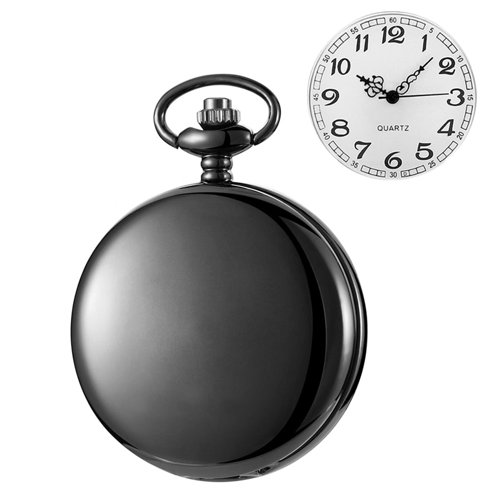 Montre à Gousset Quartz Noire Classique – Boîtier Chasseur | Garantie 2 ans