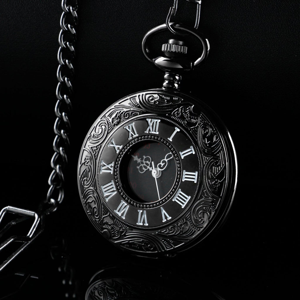 Montre à Gousset Demi-Chasseur Quartz Noire Moderne | Garantie 2 ans