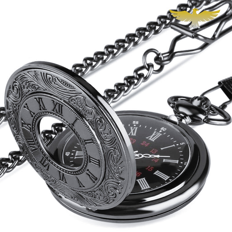 Montre à gousset demi chasseur quartz noire chic – Précision fiable ...
