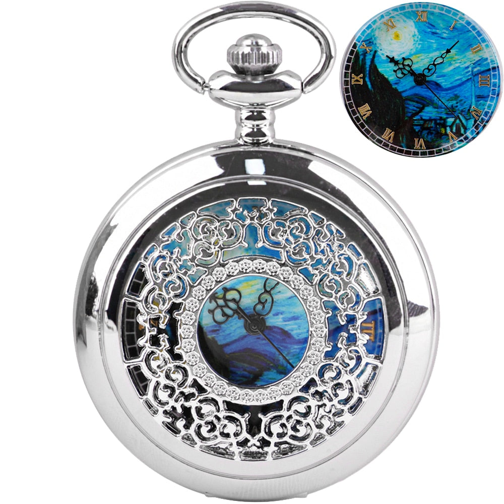 Montre Collier Demi-Chasseur Quartz Bleu Royal – Élégance Intime ...