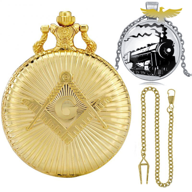 Montre à Gousset Chasseur Quartz Dorée Symbolique – Coffret Initiatique ...