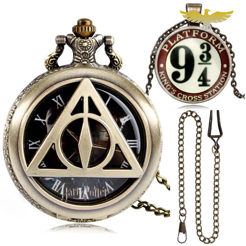 Montre à Gousset Demi-Chasseur Quartz Bronze Thème Magique | Garantie 2 ans