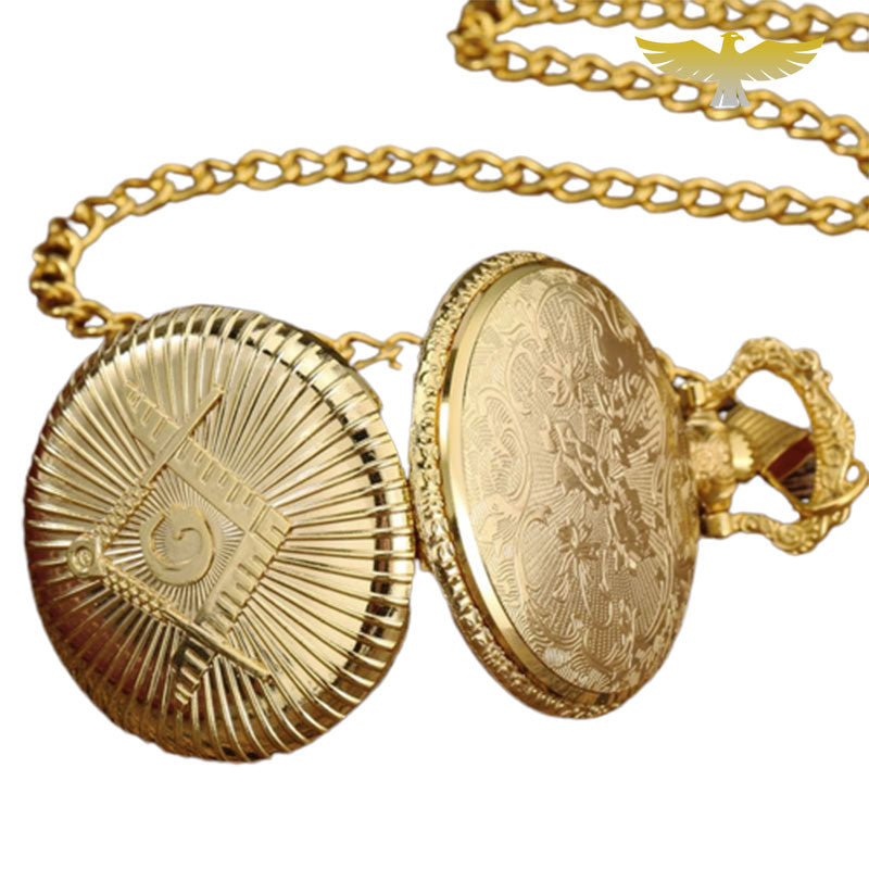 Montre à Gousset Chasseur Quartz Dorée Symbolique – Coffret Initiatique ...