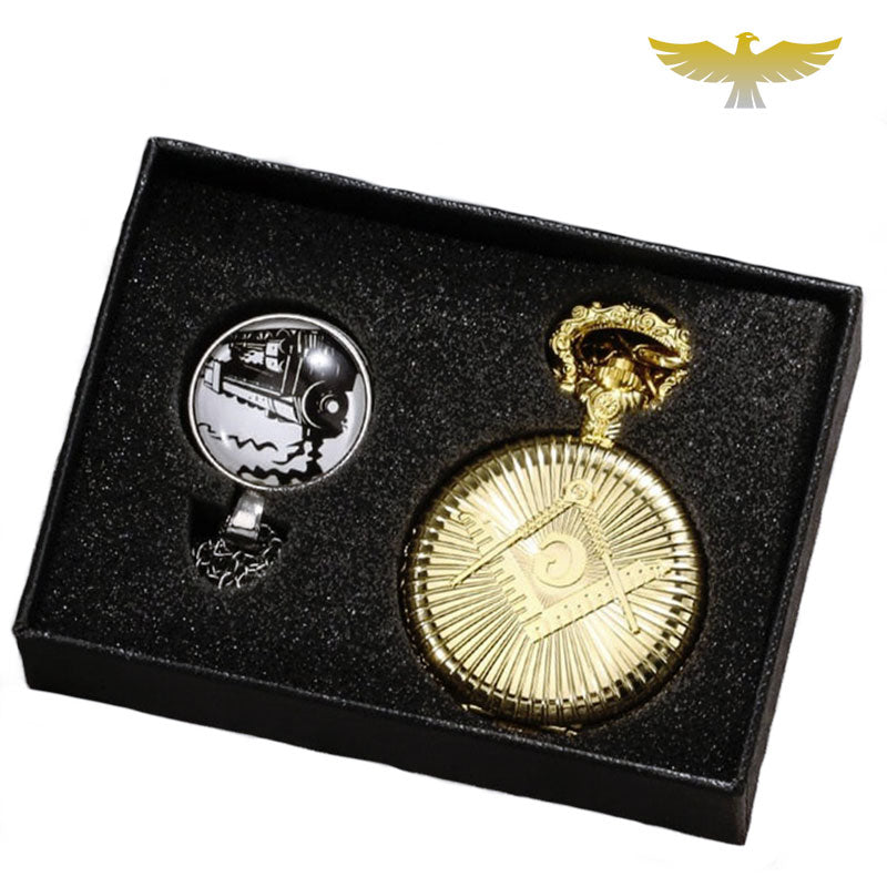 Montre à Gousset Chasseur Quartz Dorée Symbolique – Coffret Initiatique ...