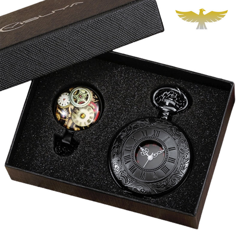 Montre à Gousset Demi-Chasseur Quartz Steampunk – Coffret | Garantie 2 ans